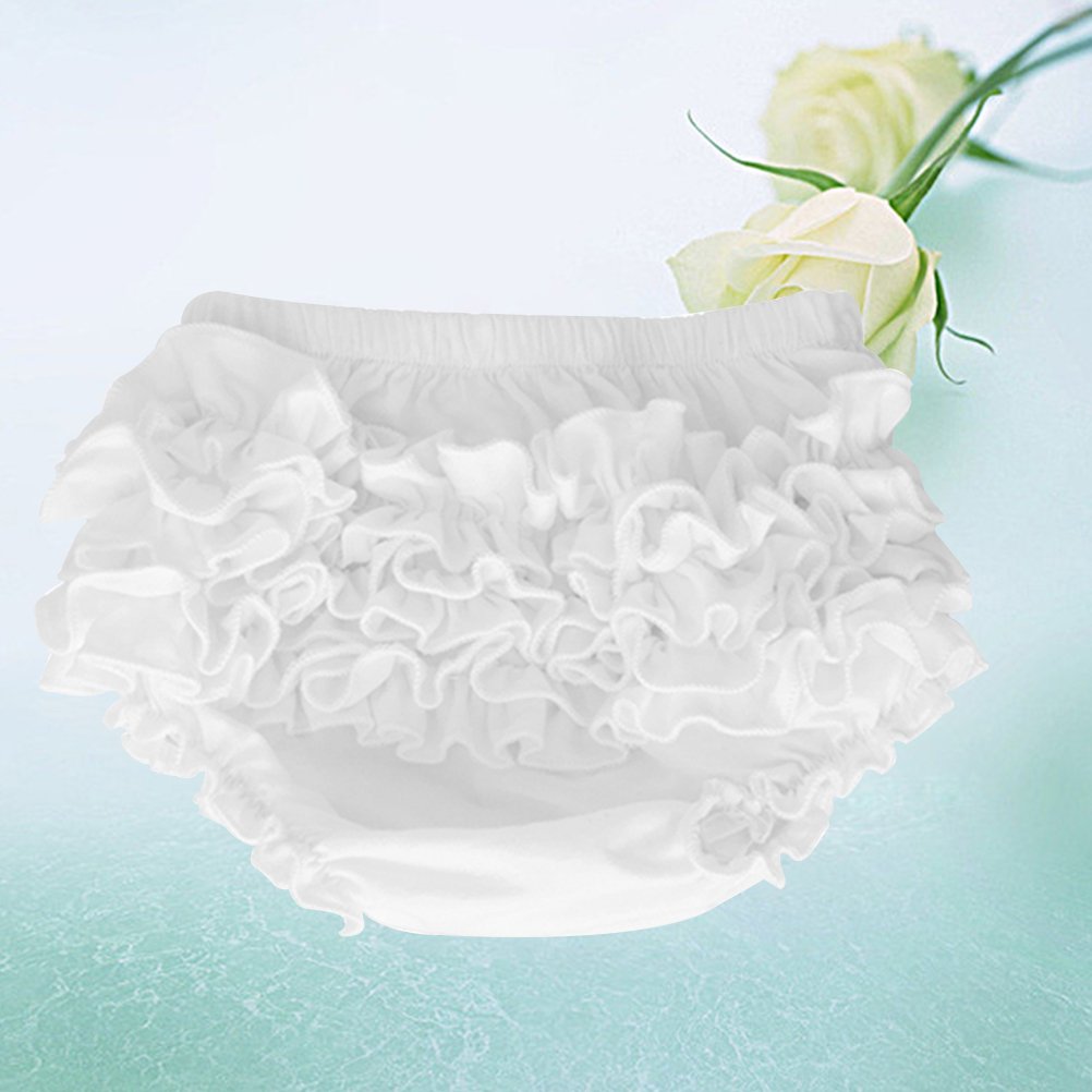 Baby Girl Ruffle Lace Pure Cotton Panties Diaper Cover for Halloween Christmas Party Size L(White)