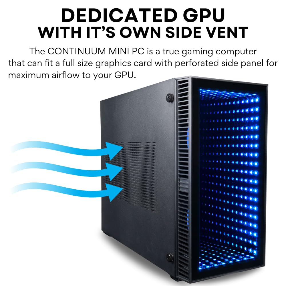 Continuum Mini Gaming Desktop - NVIDIA GeForce RTX 4060 Ti, AMD 8-Core Ryzen 7 8700F Processor, 32GB DDR5 RAM, 1TB Gen4 NVMe SSD, WiFi 6, Windows 11 Home - Tiny Liquid Cooled RGB Gamer Computer
