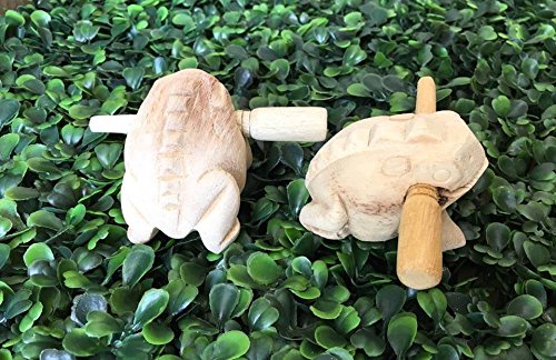 2x Deluxe Small 2" Wood Frog Guiro Rasp - Musical Instrument Tone Natural Wood Color World Percussion.