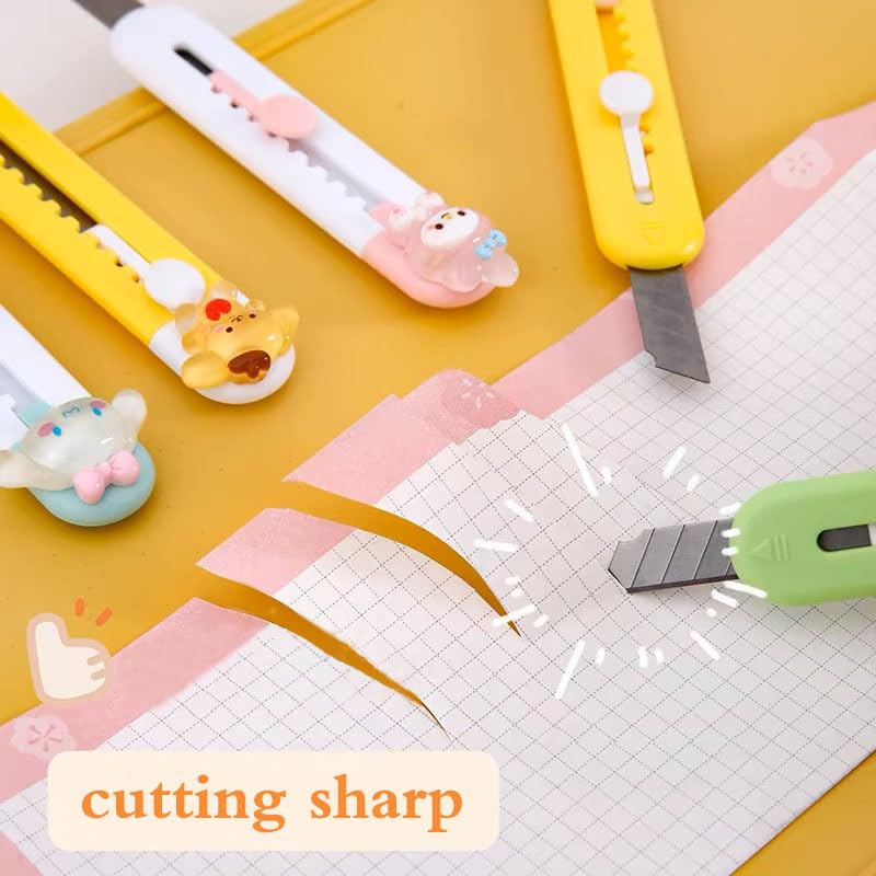 8 Pack Utility Knife Box Cutter Retractable Box Knife with Slide Lock 9mm Snap-Off Box Cutters Lightweight Razor Knife for Office, Home, Crafts, Hobby Use