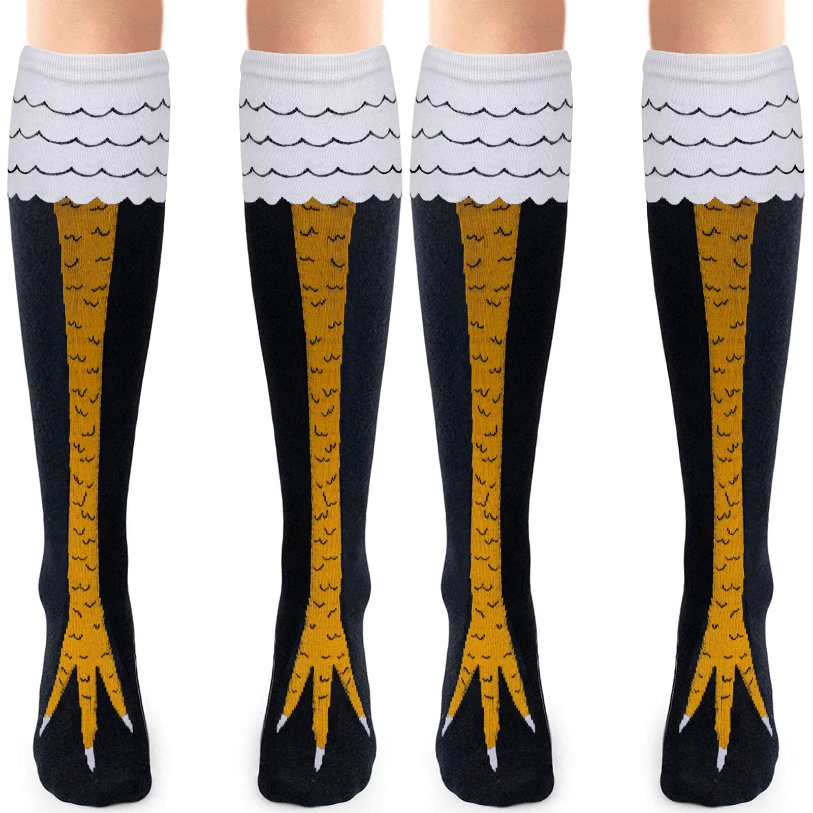 2-Pack Novelty Funny Crazy Socks Chicken Leg Socks Womens Mens Knee-High Turkey Socks Funny Gifts (Large, Black)