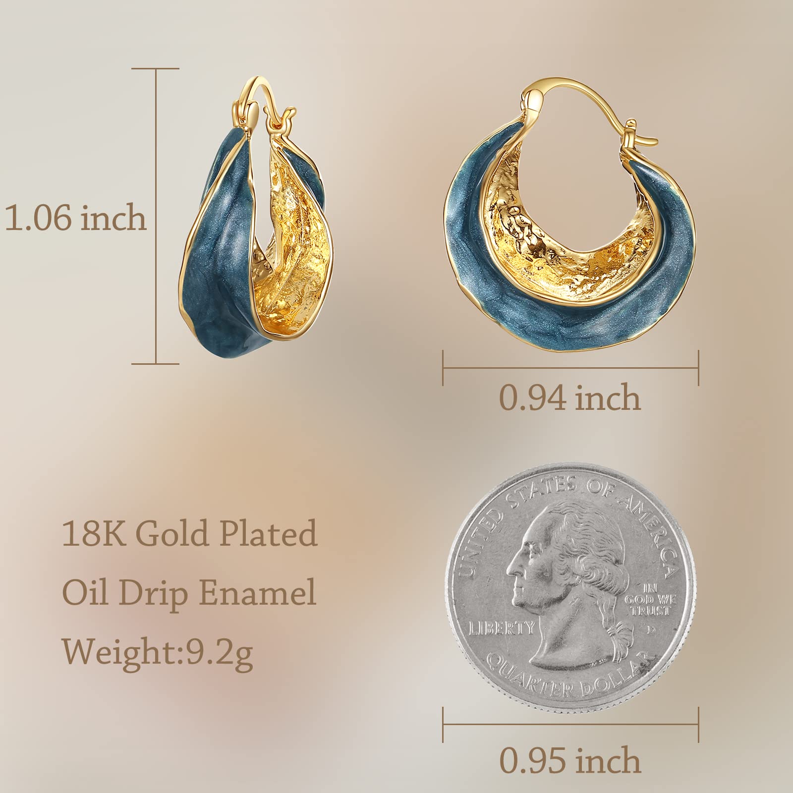 18K Hammered Gold Chunky Hoop African Fulani Earrings for Women