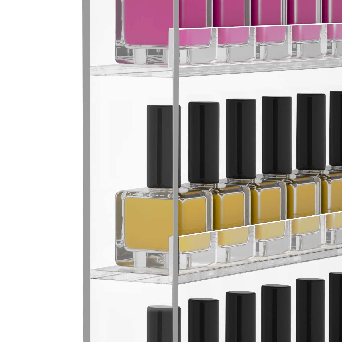 FEMELI 2 Pack Nail Polish Wall Racks 20 * 24 Inch Hold Up to 240 Bottles,Clear Acrylic Nail Polish Shelf Organizer Wall Mounted 6 Rows