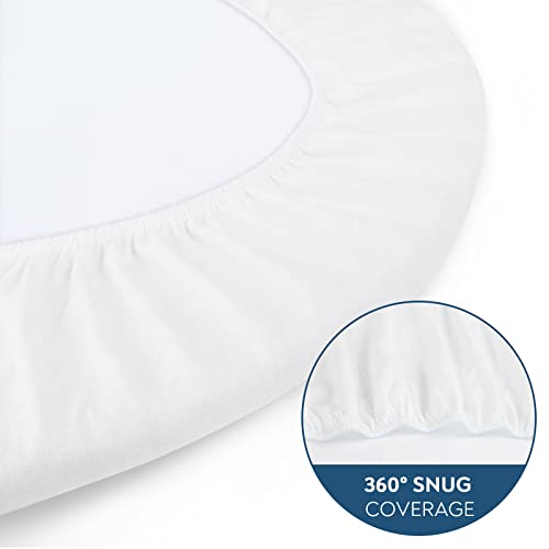 Baby Waterproof Bassinet Mattress Pad Cover and 100% Cotton Sheet(White+Grey), 18" x 30"