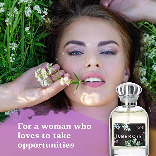 NOU Tuberose Perfume – Floral Perfume Sweet Musky Notes – Natural Perfume for Women Blended with Natural Essential Oils – Fresh Smelling Perfume Tuberose Perfume – 1.7 fl oz EDP