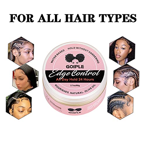 Edge Control Wax Stick for Wigs - Strong Hold, Non-greasy for Flyaway Hair and Edges (2.7oz+2.7oz) with Edge Brush and Scarf (Pink Styling Set)