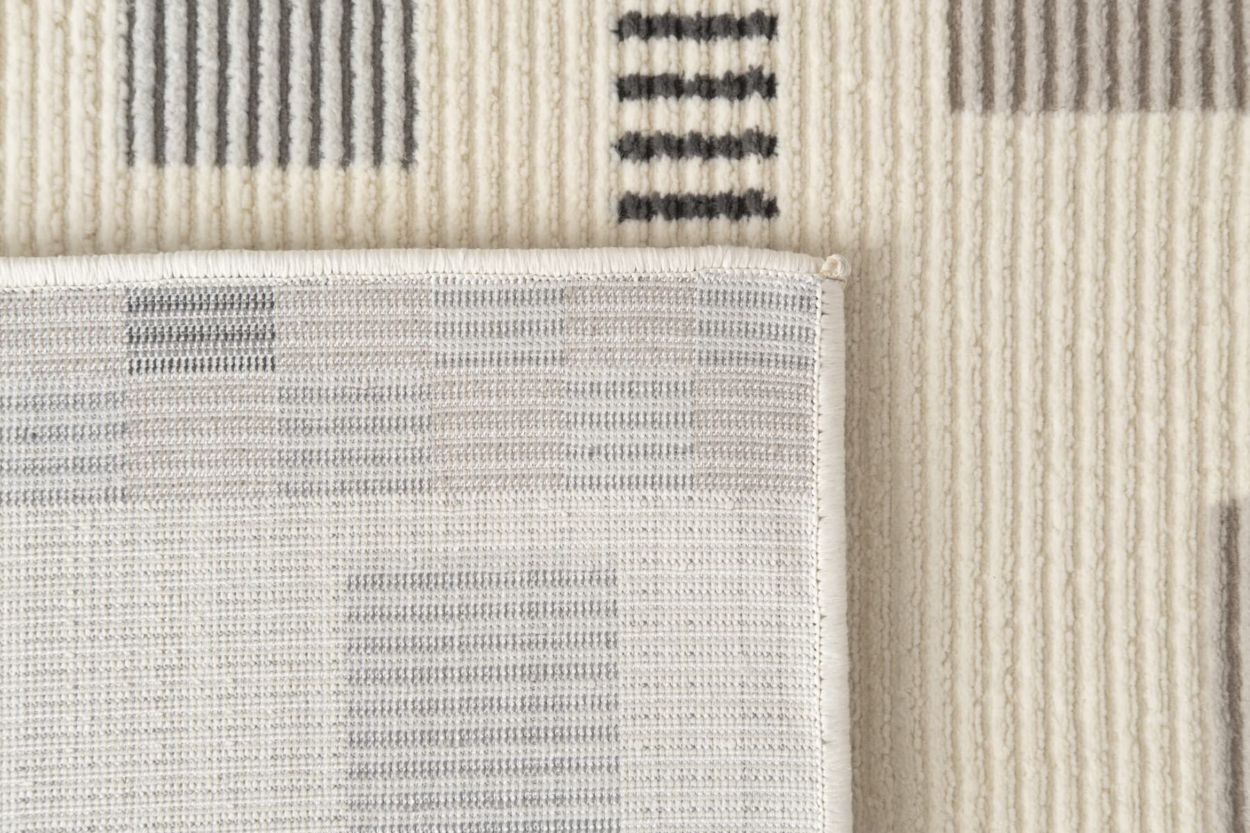 Revival Rugs Comb 8'x10β Washable Area Rug for Living Room Bedroom - 100% Recycled Oeko-TEX Certified, Medium Pile, Beige, Cream, Gray