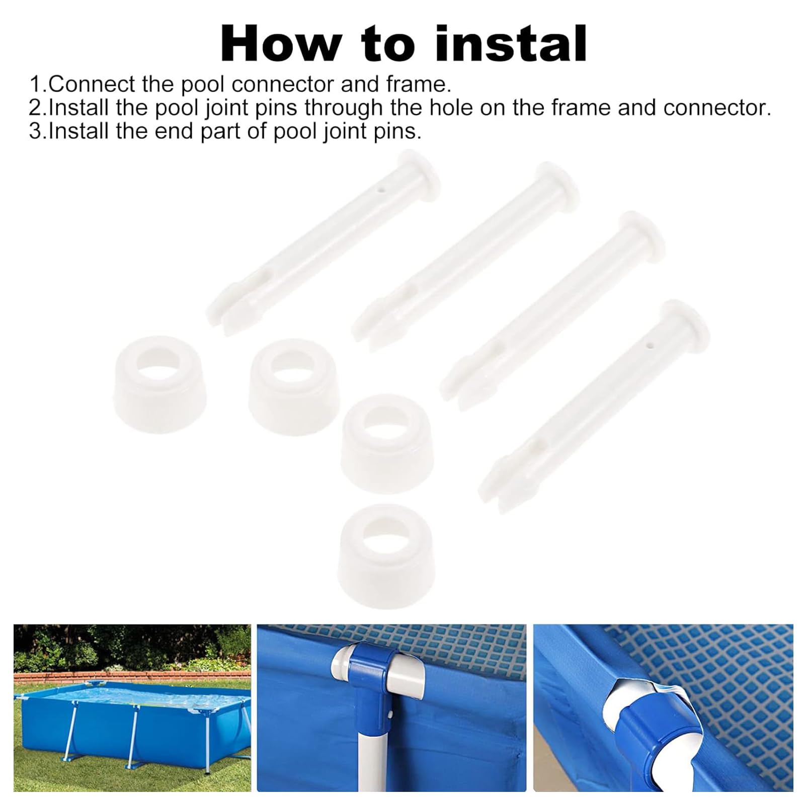 36Pcs Plastic Pool Joint Pins & Pool Seals Compatible with Intex 13'-24' Above Ground Round Metal Frame Pools and Intex Rectangular Metal Frame Pools Replacement Parts(2.36 Inch)