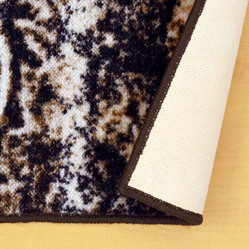 BNM Indoor Runner Rug, Modern Home Decor for Living Space, Kitchen/ Dining Room, Bedroom, Office Floor, Entryway, Non-Slip Machine Washable Rugs, Oswell Collection, 2' 7" x 8', Chocolate