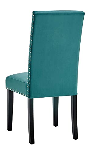Modway Parcel Performance Velvet Dining Side Chairs - Set of 2, Teal