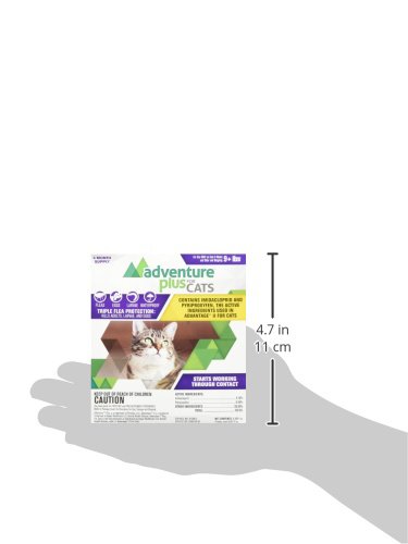 Adventure Plus Triple Flea Protection for Cats – Spot on Flea & Tick Prevention for Cats 9lbs & over – 4 Doses