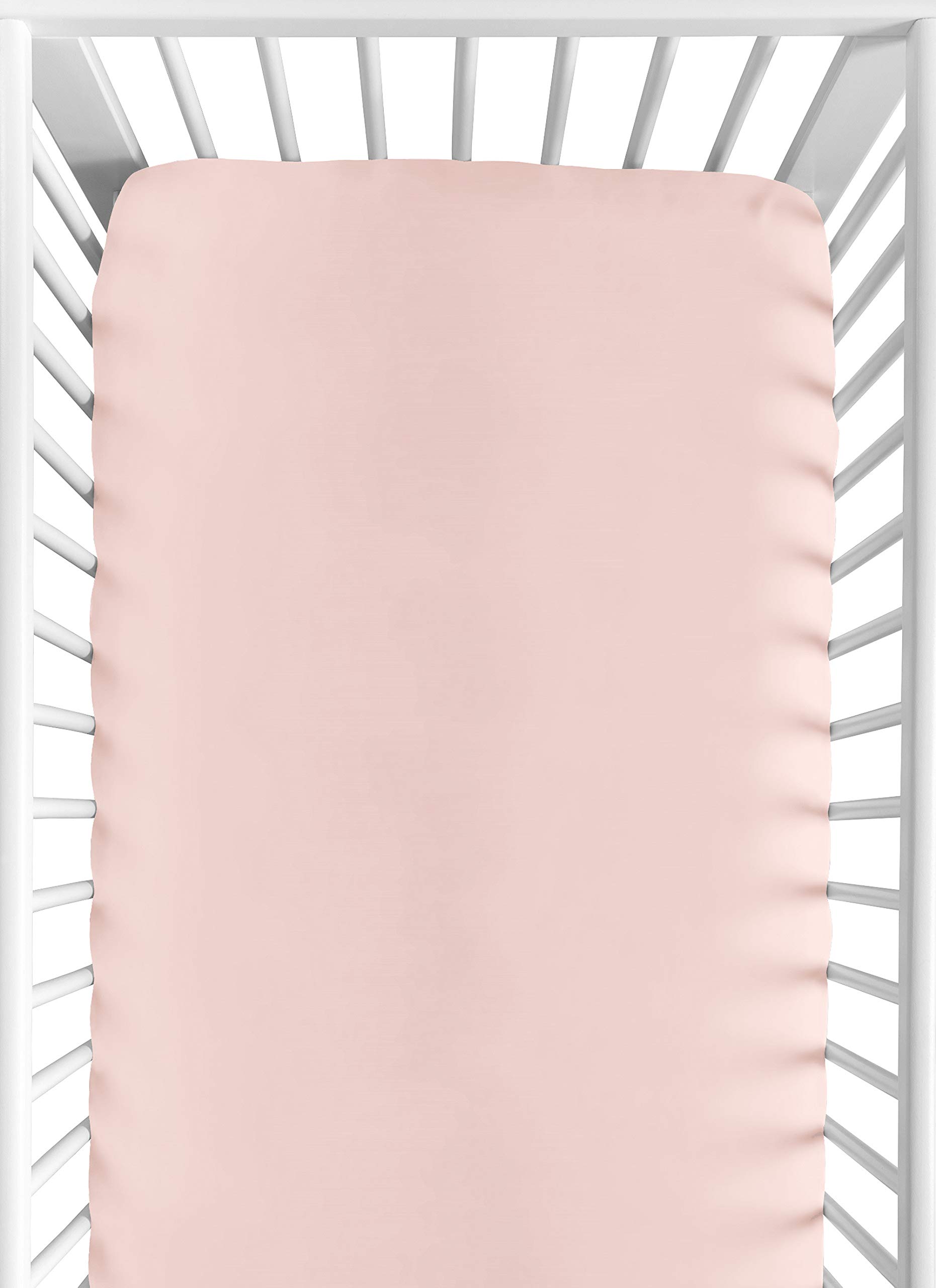 Sweet Jojo Designs Pink Girl Fitted Crib Sheet Baby or Toddler Bed Nursery - Solid Color Light Blush Luxurious Elegant Princess Vintage Boho Shabby Chic Luxury Glam High End for Rose Collection