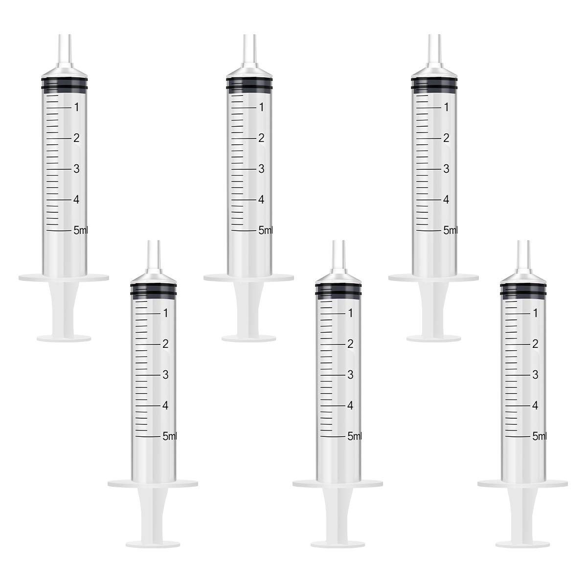 6 Pack – 5ml Plastic Syringe with Measurement, No Needle Suitable for Refilling and Measuring Liquids, Feeding Pets, Oil or Glue Applicator