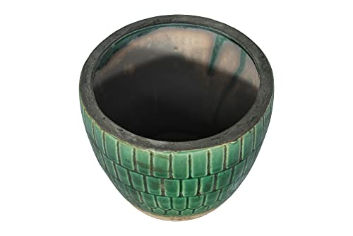 Creative Co-Op Distressed Small Tile Terracotta Planter, Green