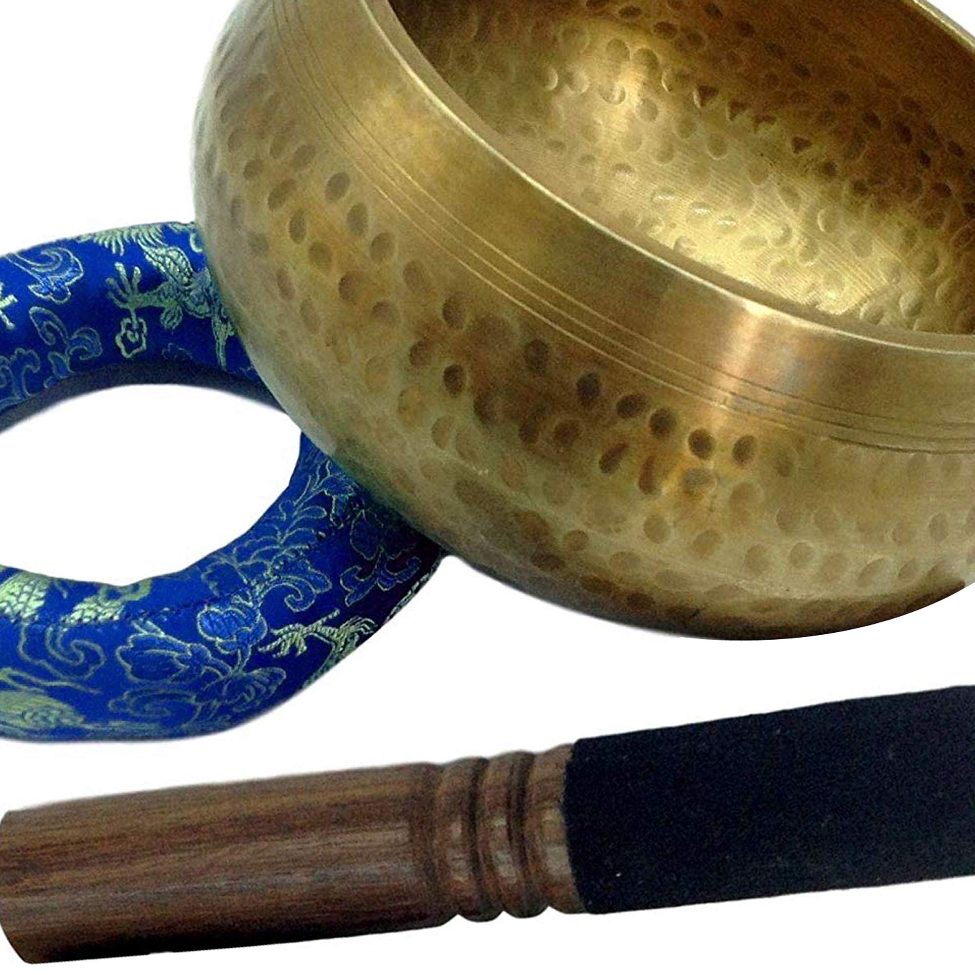 2.2 Pounds Large 5.90 Inches Meditation Grade Professional Quality Hand Hammered Tibetan Singing Bowl Set Yoga Sound Bowl Made with Seven Metals for Healing and Relaxation