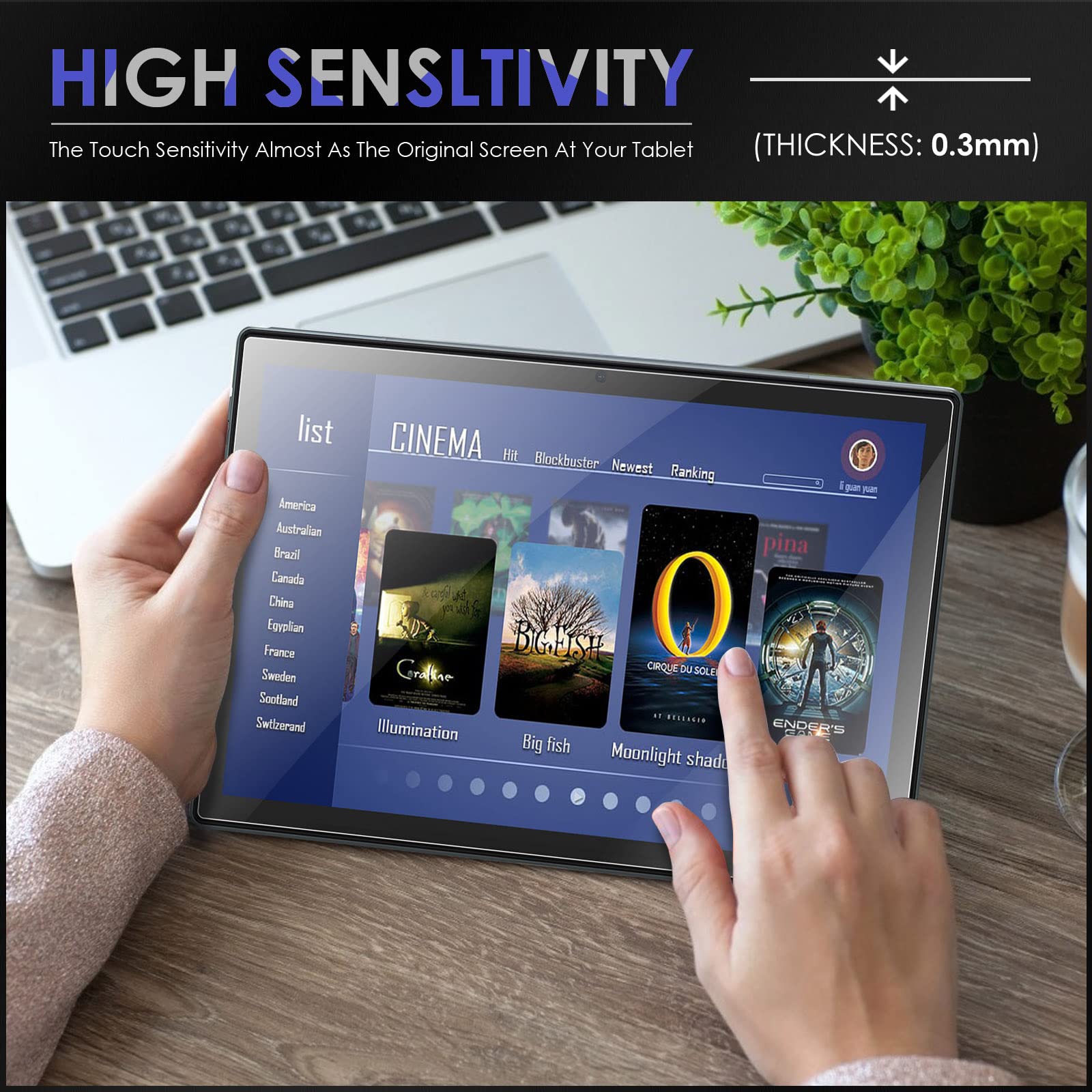 DETUOSI 【2-PACK】 Screen Protector for WECOOL WM1001-W 10.1 inch, Tabtrust TT100AB, YIERA 10.1", Tabtrust TT100DB, HAOQIN HaoTab H10 10.1, Tagital T10K, XINYANGCH 10.1" Tablet Tempered Glass Protector