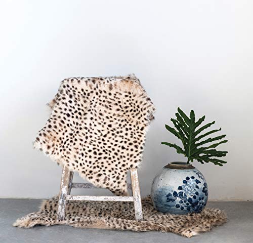 Creative Co-Op 2' x 3' Leopard Print Goat Fur Rugs, Brown
