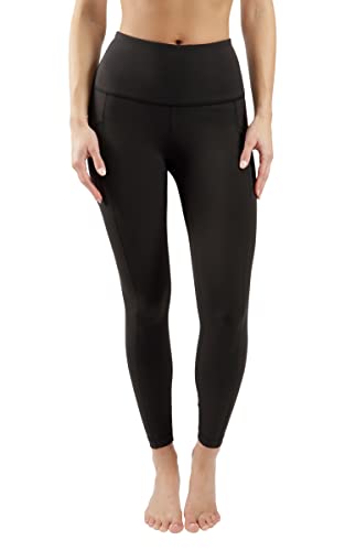 90 Degree By Reflex High Waist Tummy Control Interlink Squat Proof Ankle Length Leggings - Black - XL