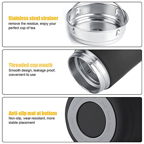 380ML Thermal Cup, Stainless Steel Vacuum Thermal Insulated Travel Mug Bottle Flask Coffee Cup Temperature Retaining up to 10 hours (black)