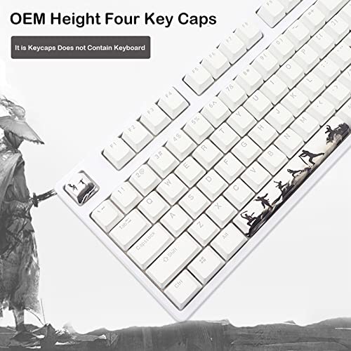 4Pcs Custom Keycaps, Space, ESC, Enter and Numpad Enter Keys Comfortable Feel Color Lasting Cartoon Pattern DIY PTB Keycaps for DIY Mechanical Keyboards(Knight )