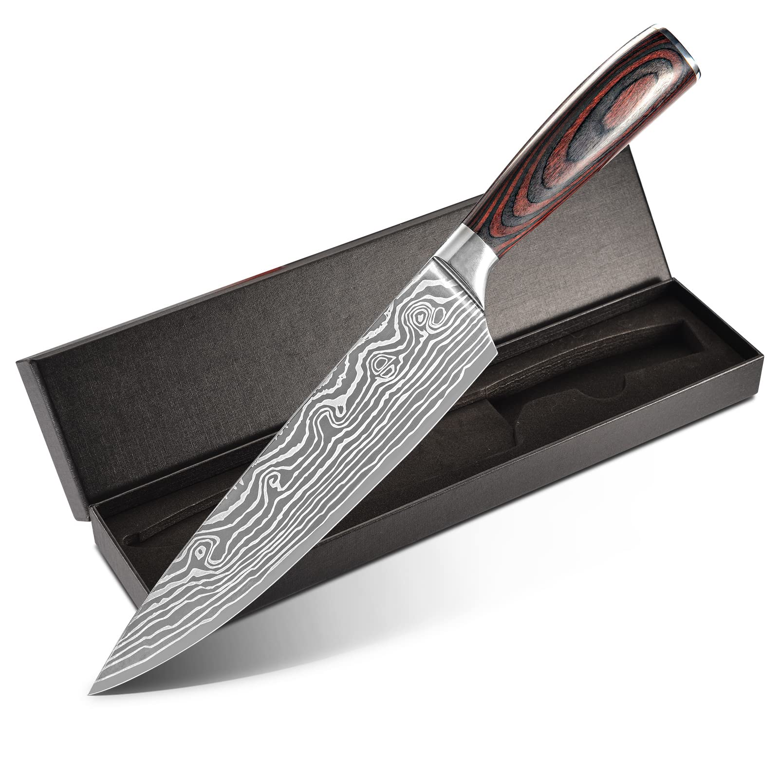 AIXIHOM Kitchen Chef Knife 8 inch Japanese Chefs Knife,Professional Chef Knives for Cooking,Carbon Stainless Steel Sharp Cutting Knife with Ergonomic Handle & Gift Box
