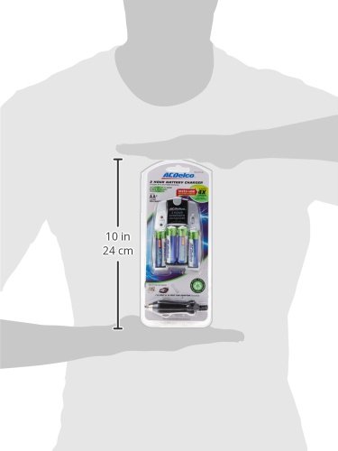 ACDelco 2-Hour Fast Battery Charger Includes AA Rechargeable Batteries and Car Adapter, 4 Count