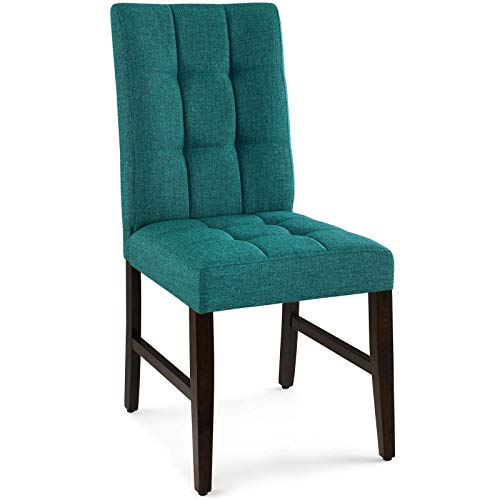 Modway Promulgate Biscuit Tufted Upholstered Fabric Dining Side Chair, Set of 2, Teal