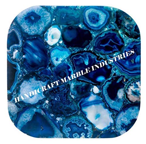 39" Inch Agate Square Table Top, Natural Agate Table, Square Coffee Table, Blue Agate Table, Square Agate Stone Table, Piece Of Conversation, Family Heir Loom