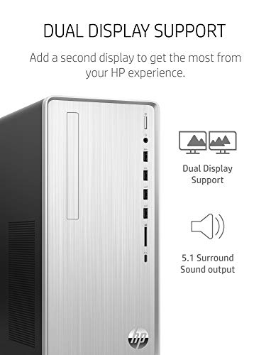 HP Pavilion Desktop, AMD Ryzen 7 4700G Processor, 16 GB of RAM, 512 GB SSD Storage, Windows 10 Home, Dual Display Support, Wireless Computer PC, for Gaming, Study, and Business (TP01-1160, 2020)