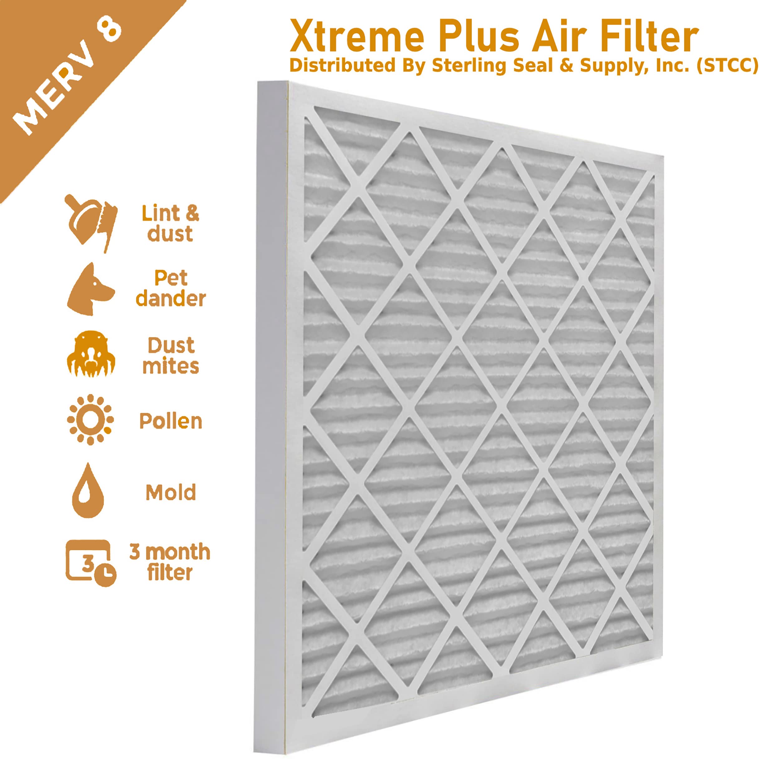 20"X25"X1" Xtreme Plus Air Guard Pleat Furnace Filter MERV 8 (3 Pack)