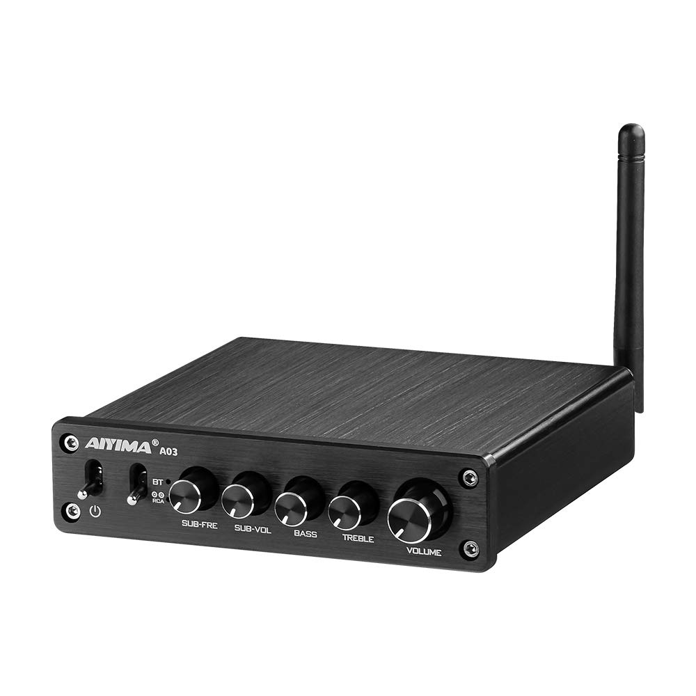 AIYIMA A03 2.1 Channel Class D Amplifier 50W+50W+100W TPA3116 Subwoofer Bluetooth Amp HiFi Power Amplifier with Power Adapter