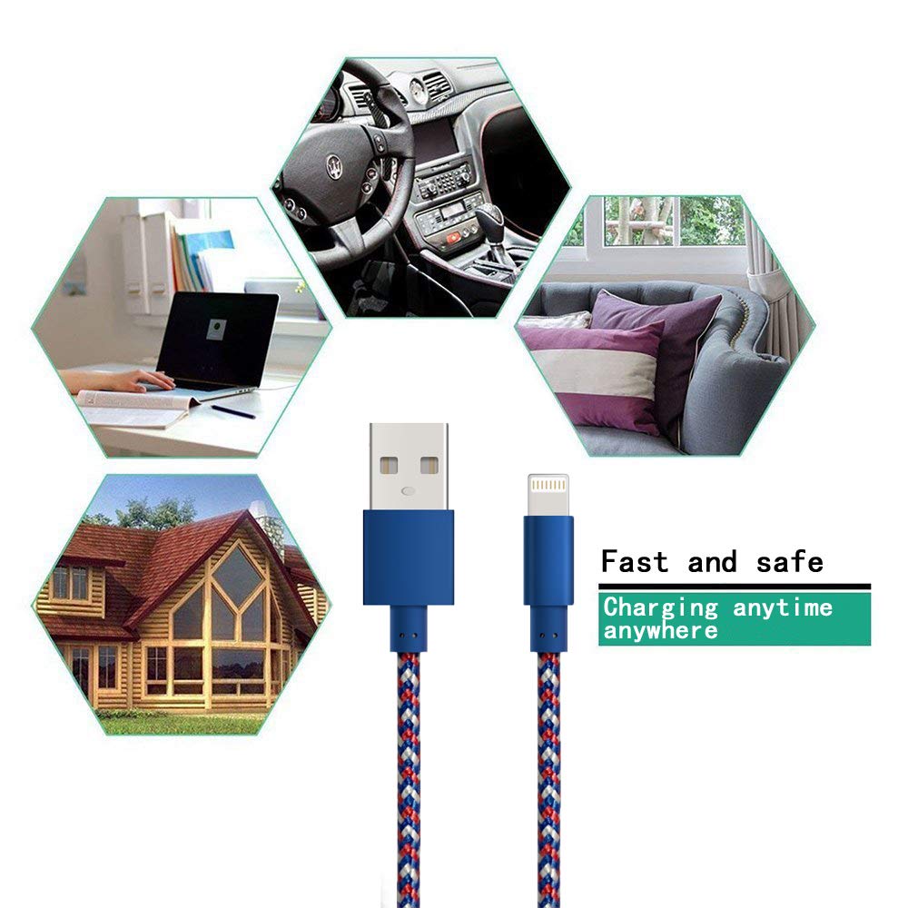 Ambrane iPhone Charger Cable,3FT MFi Certified Charging USB Syncing Data Nylon Braided Cord Compatible with iPhone 13/11/12 Xs/Max/XR/X/8/8 Plus/7/7 Plus/6/6S/6 Plus/5S/SE/Mini/Air/Pro (1M)