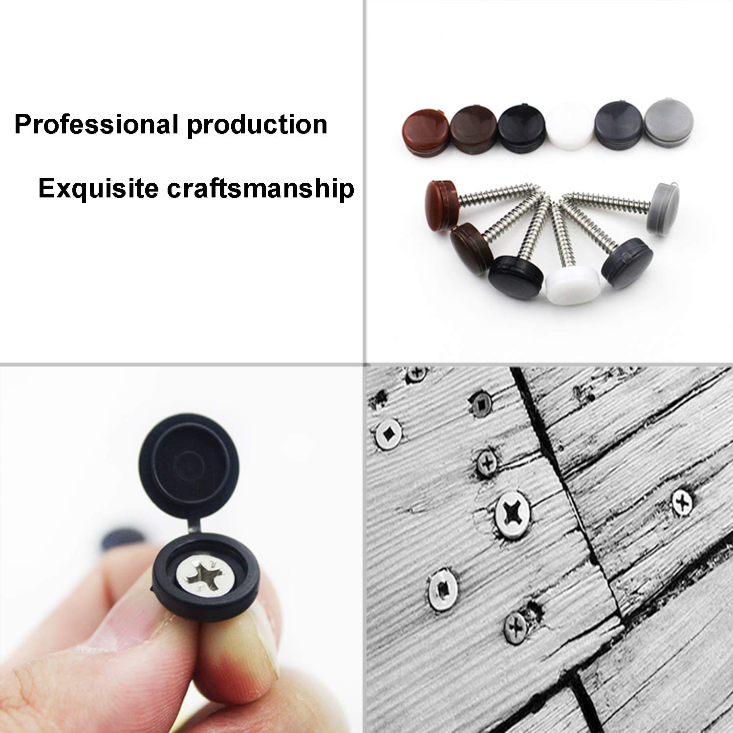 YouU 25 Pcs Plastic Hinged Screw Cover Caps Washer Flip Tops 25 Pcs Screws - 2 Colors Choose - White, Black (black)