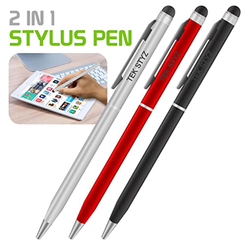 PRO Stylus Pen for Samsung Galaxy S6 Active with Ink, High Accuracy, Extra Sensitive, Compact Form for Touch Screens [3 Pack-Black-Red-Silver]