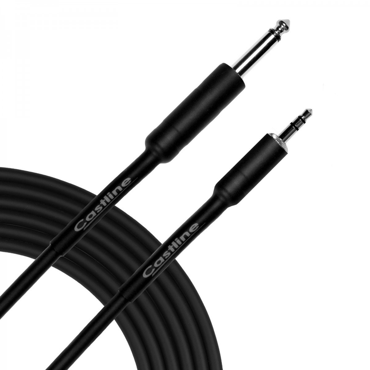 3 Ft Castline Silver 3.5mm TRS to 1/4" TS Mogami 2582 Stereo to Mono Summing Cable with Resistors