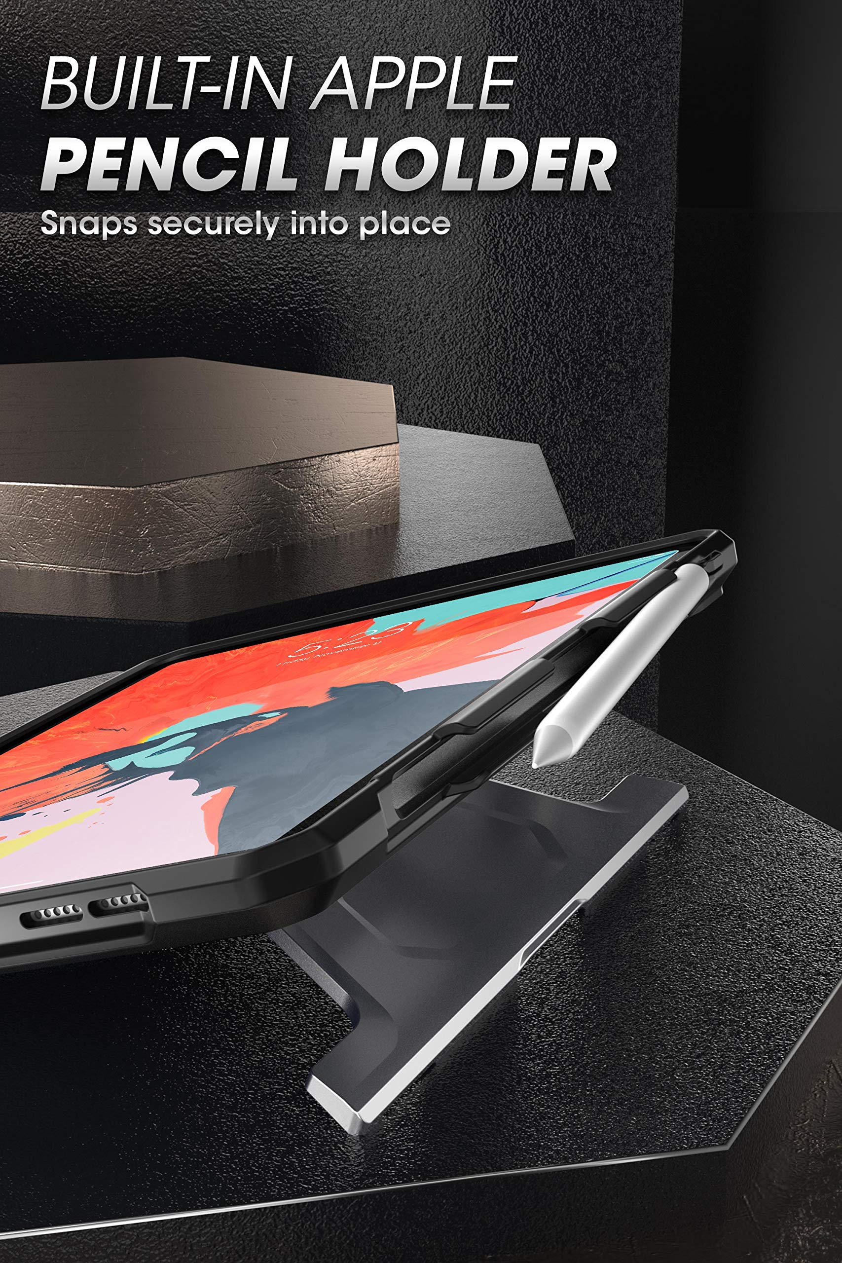SUPCASE Unicorn Beetle Series Case for iPad Pro 12.9 inch (2022/2021), with Built-in Apple Pencil Holder Full-Body Kickstand Rugged Protective Case for iPad Pro 12.9 6th/5th Gen (Black)