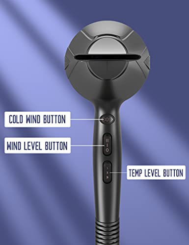 Hair Dryer Blow Dryer with Diffuser Brush Comb Attachments Powerful AC Motor for 3c Thick Hair Curly Women Professional Salon Best Hair Dryer(Black)