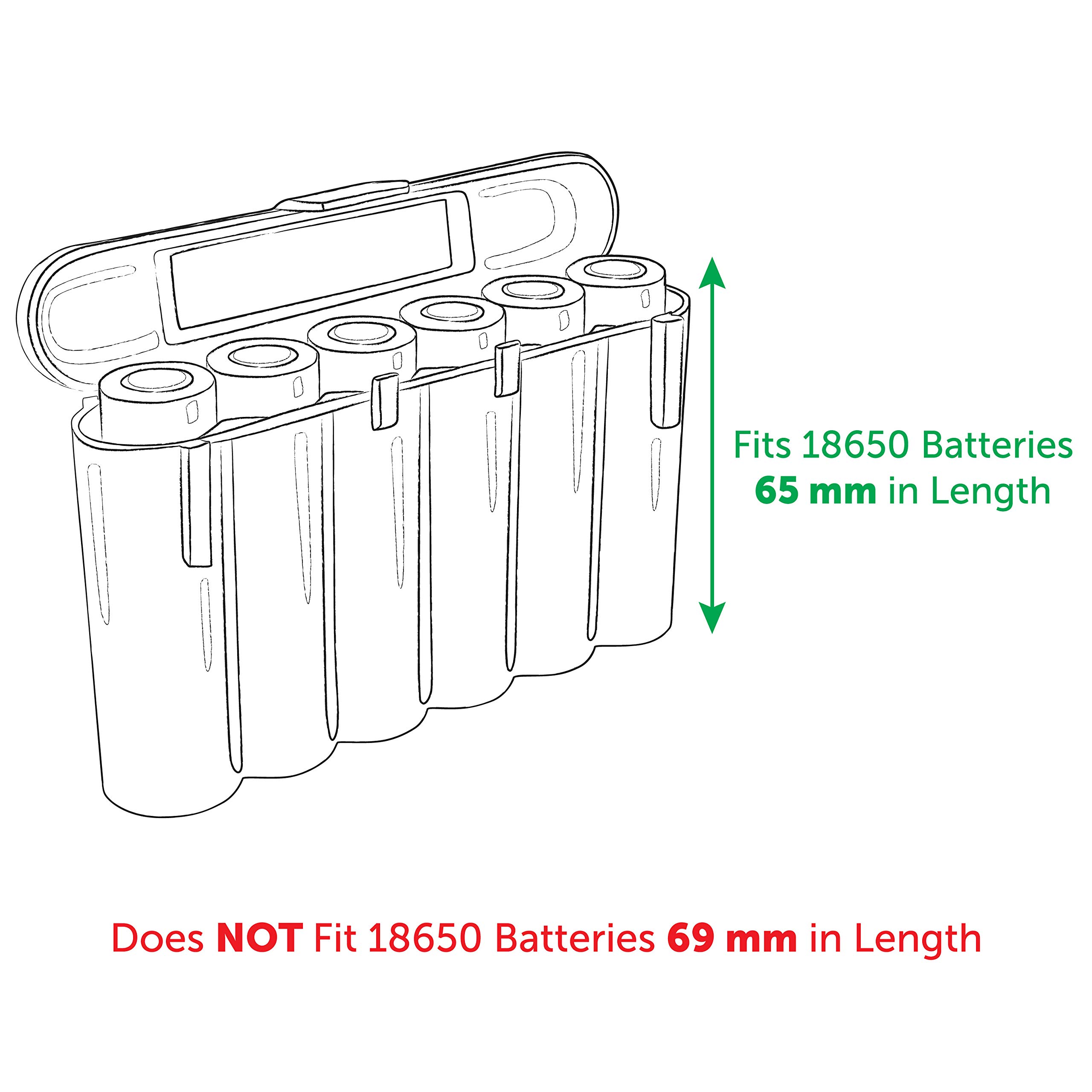 Birdz 2 Clear 18650 & CR123A 6 Battery Holder Storage Case for 18650 Batteries