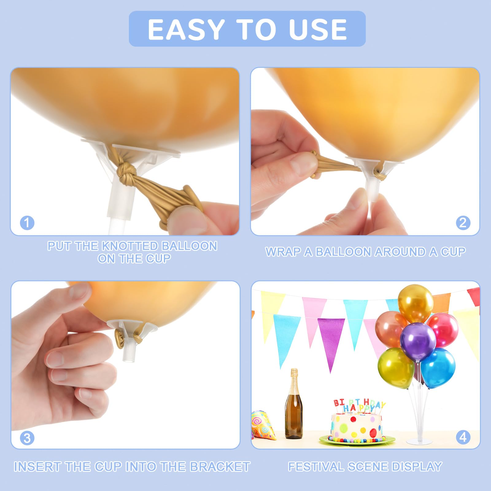 8 Sets Balloon Stand Kits, Balloon Sticks with Base for Table Birthday Wedding Anniversary Graduation Baby Shower Gender Reveal Party Decorations