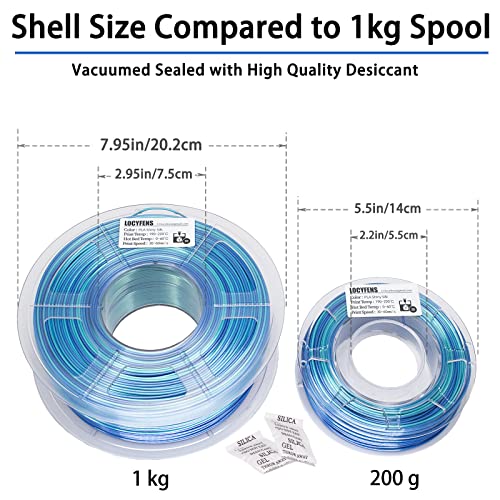 3D Printer Filament Bundle, PLA Filament Silk Shiny PLA Filament 1.75mm +/- 0.02mm, 3D Printing Filament 200g x 4 Spools