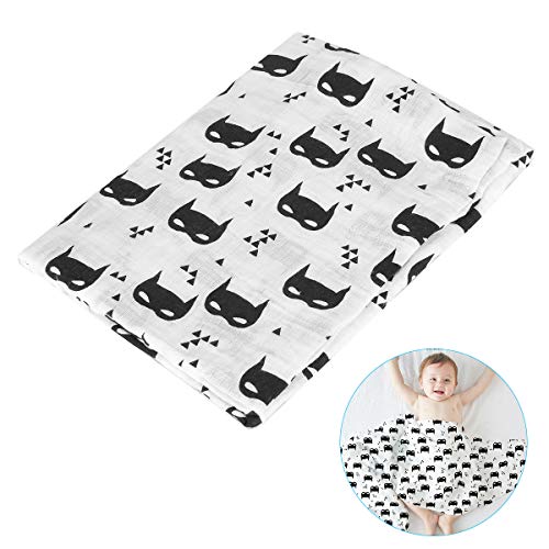 Baby Muslin Swaddle Blanket, Soft Muslin Cotton Swaddle Wrap for Boys or Girls (Bat Man Mask)