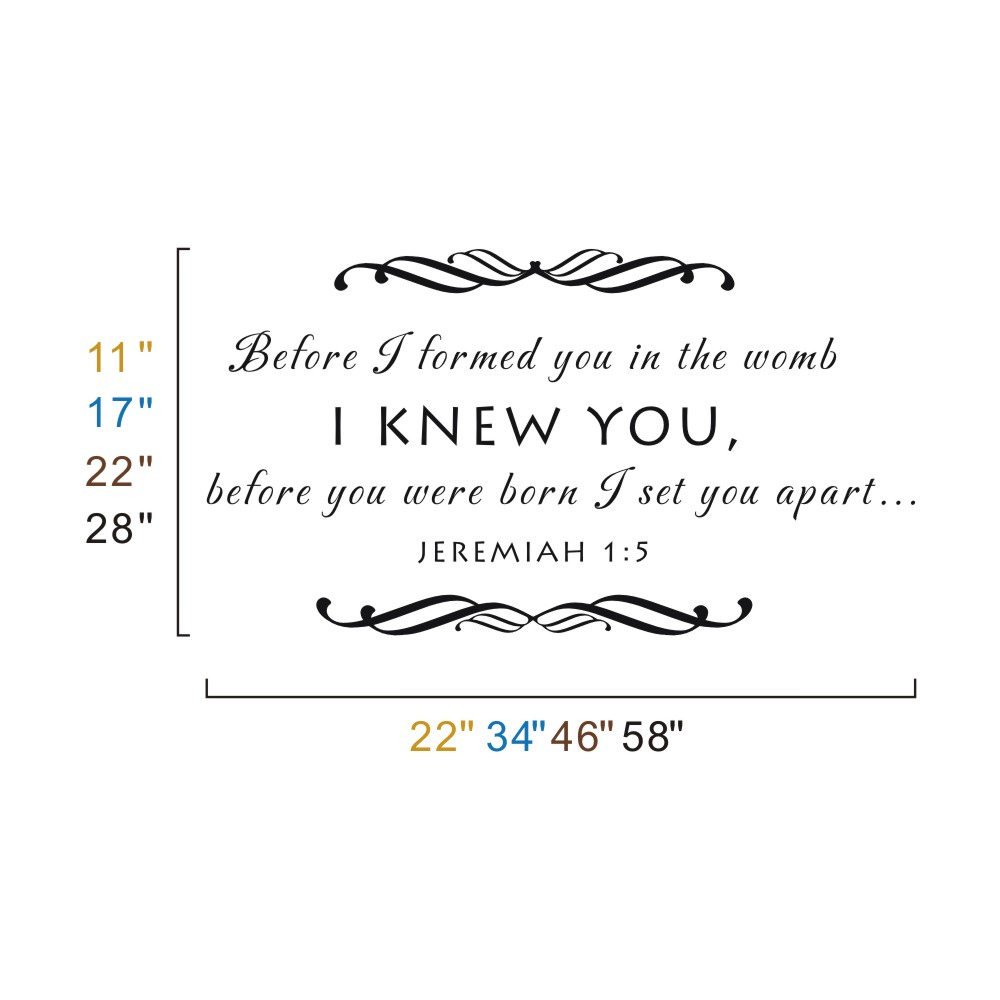 Baby Nursery Wall Decal - Before I Formed You in The Womb Christian Scripture Wall Decal (Brown, X-Large)
