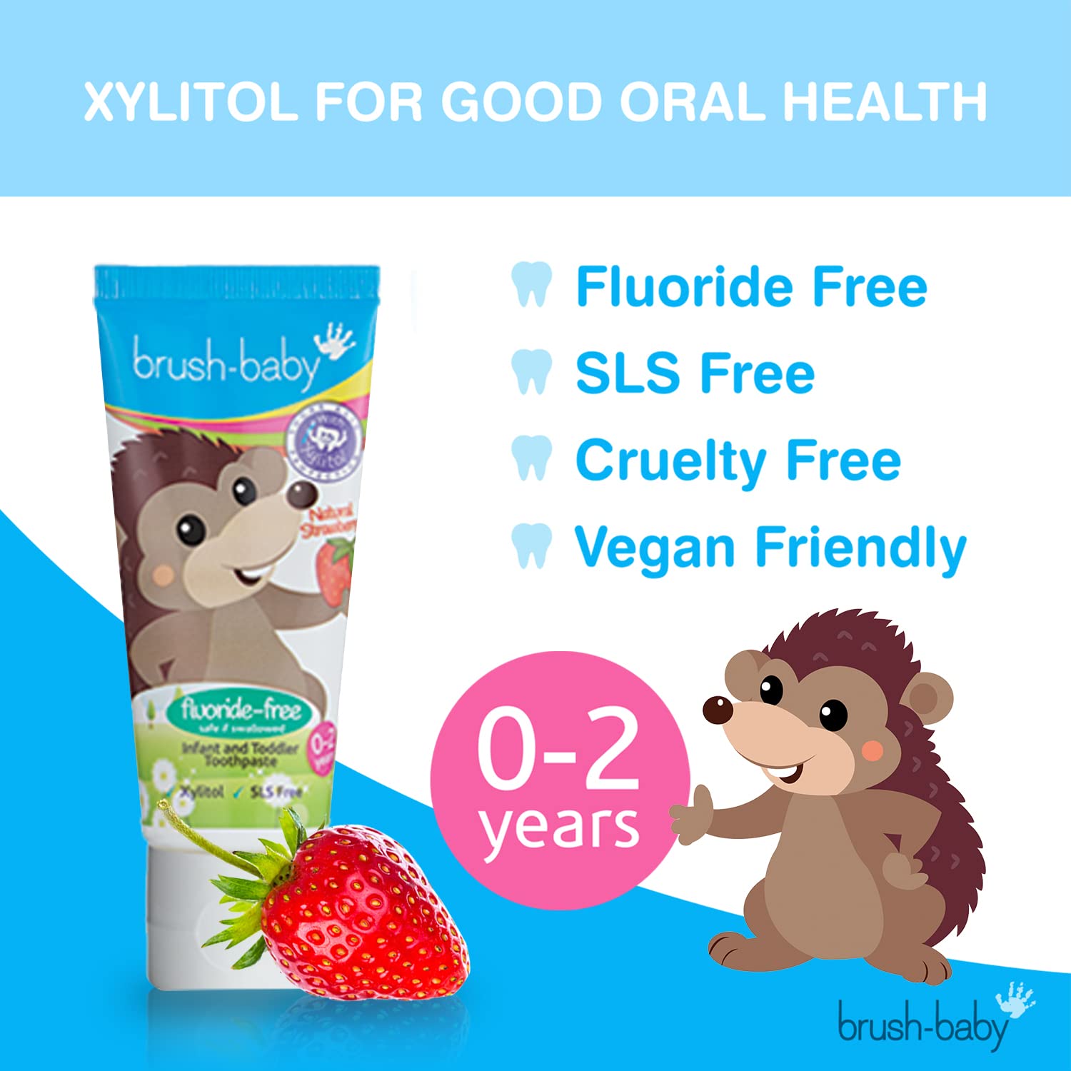 Brush Baby Oral Care Kids Fluoride Free and SLS Free Toothpaste, Strawberry, 4.2 Ounce - 3 Pack