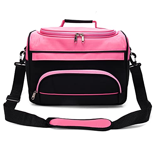 MAXPAND Small Hairdressing Tool Bag Hairdresser Bag with Shoulder Strap Cosmetics Beauty Hairstylist Bag Hair Makeup Salon Organizer Bag with YKK Zipper (PINK), 13.8" x 8.7" x 9.5"