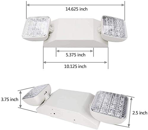 Litufine LED Emergency Lighting Fixtures with 2 Heads, Commercial Emergency Light with Battery Backup, UL 924 and CEC Qualified, 120-277 Voltage (2-Pack)