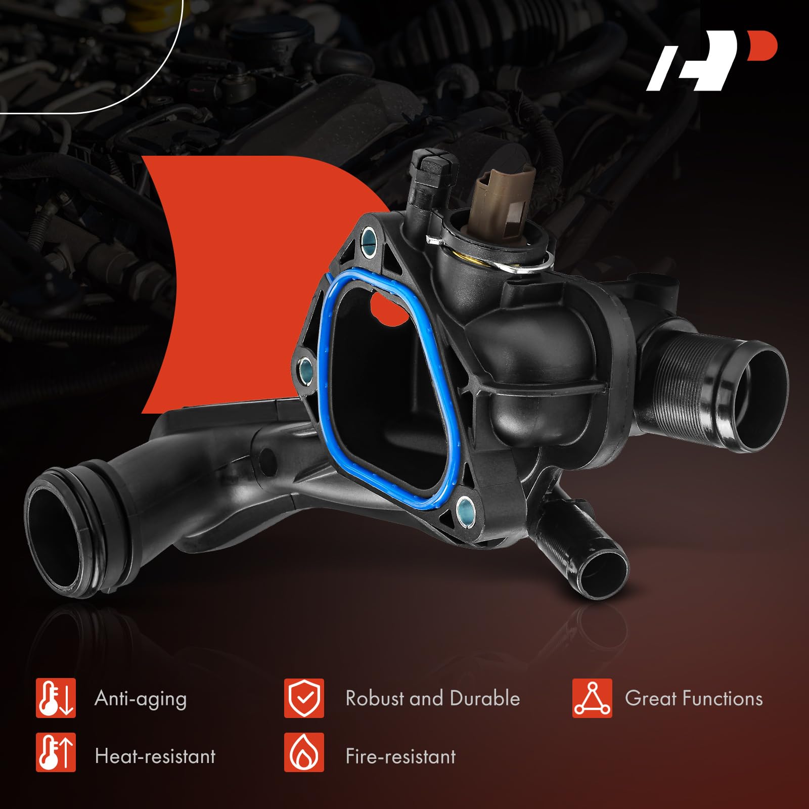 A-Premium Engine Coolant Thermostat and Housing Assembly W/Sensors - Compatible with Mini Cooper 2007-2013, Cooper Countryman 2011-2013 - DOHC, L4 1.6L - Replace# 11537534521, 11538699290