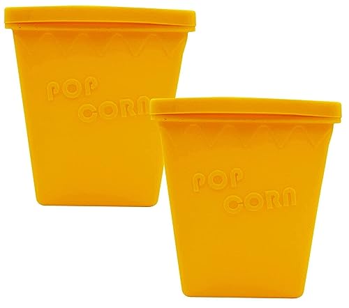 5 Core The Original Microwave Popcorn Popper, Silicone Popcorn Maker W/Lid, Reusable Jumbo Microwavable Bowl Pair - Hot Air Popper - No Oil Required - BPA-Free & Dishwasher Safe (Yellow) 2 Pack