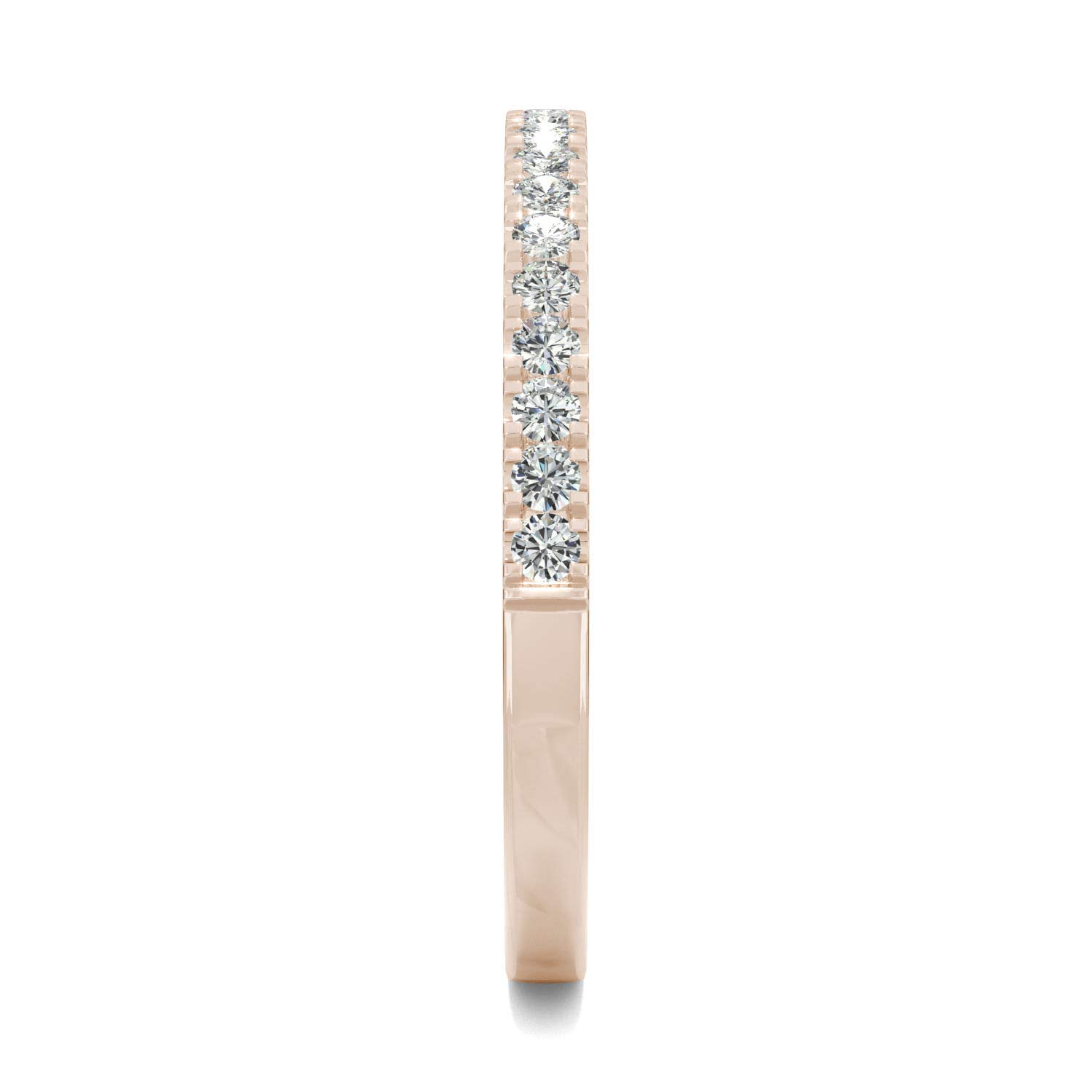 14K Rose Gold Moissanite by Charles & Colvard 1.5mm Round Wedding Band-size 9 0.29cttw DEW