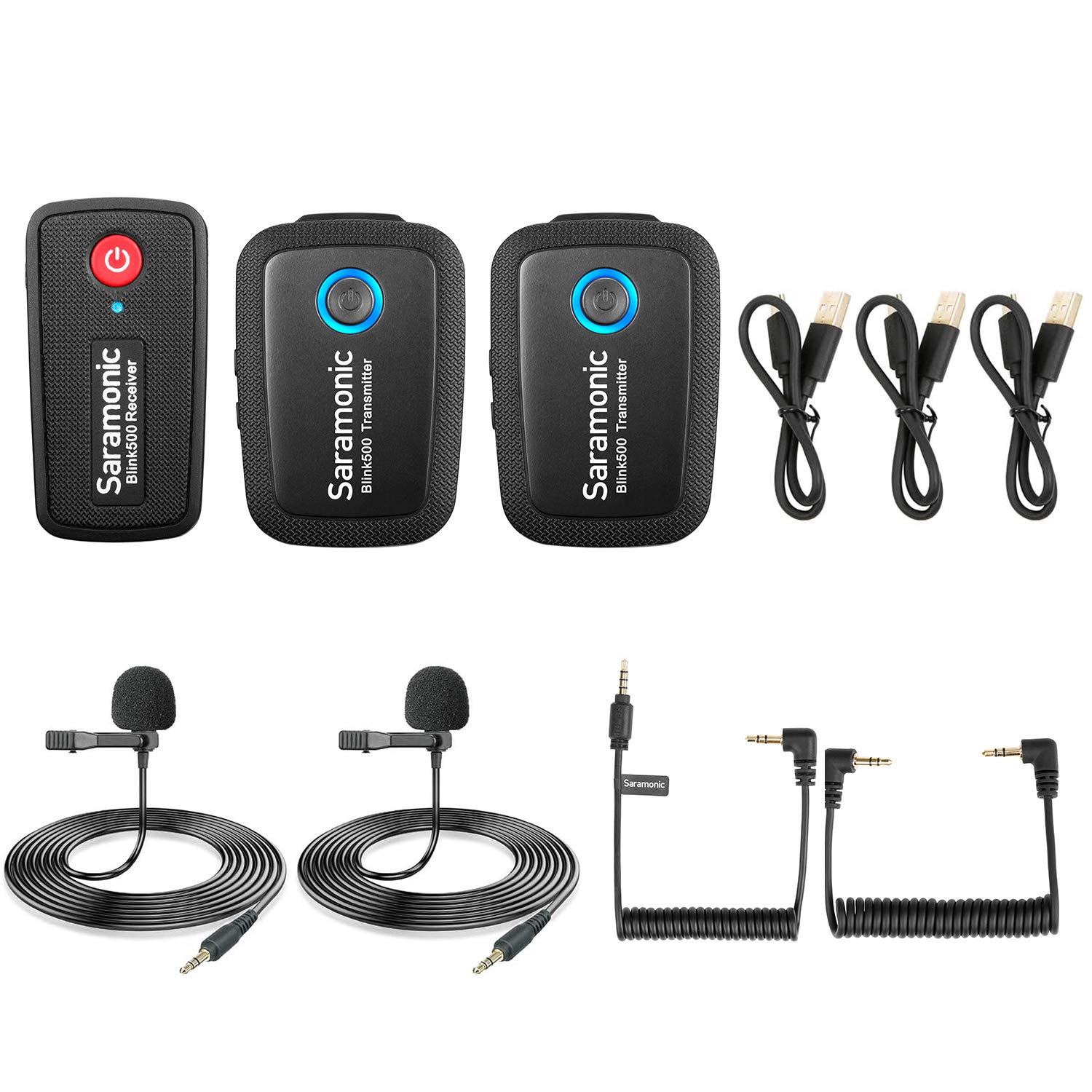 2.4GHz Wireless Lavalier Microphone System, Saramonic Blink500 B2 Dual-channel Mic Two Transmitters for DSLR Camera, Mirrorless, and SmartPhone for Youtube Facebook Live Vlogging