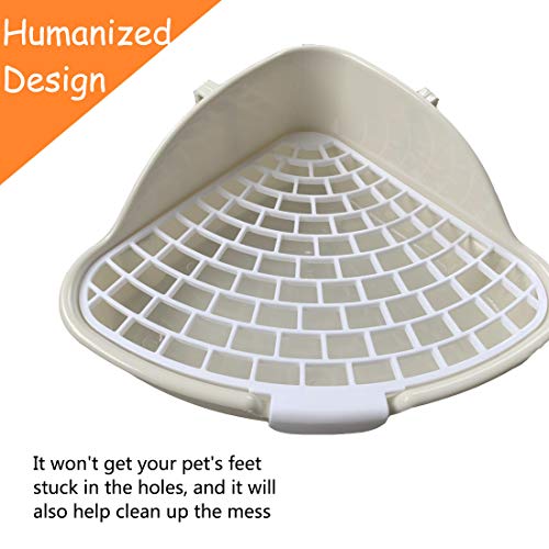 Hamiledyi Bunny Litter Pet Toilet Potty Trainer Corner Pan Bedding Box for Small Animal Guinea Pig Ferret Hamster Dwarf Rabbit(White)
